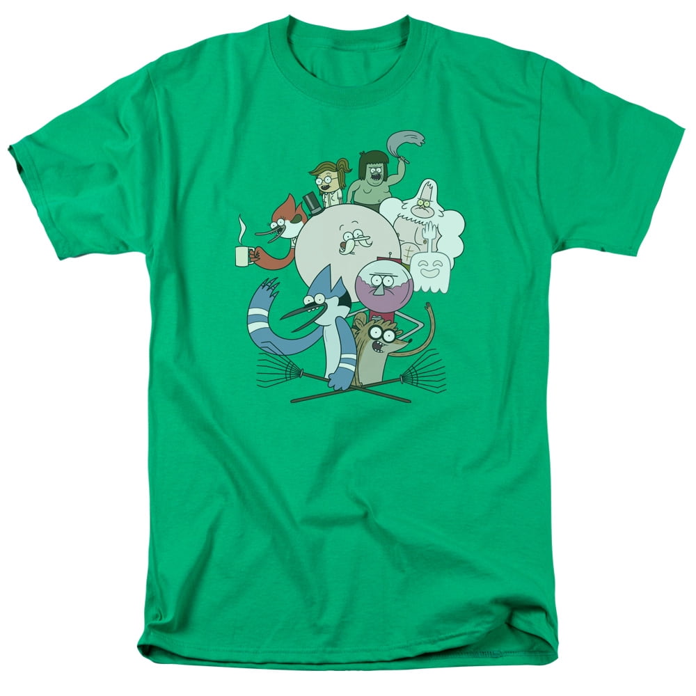 Regular Show Regular Cast S/S Adult 18/1 T-Shirt Kelly Green 5X ...