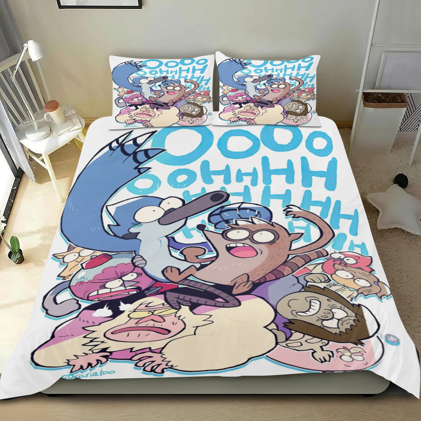 Regular Show Themed Bed Sheet Set Three Piece Set 53x79 In ches ...