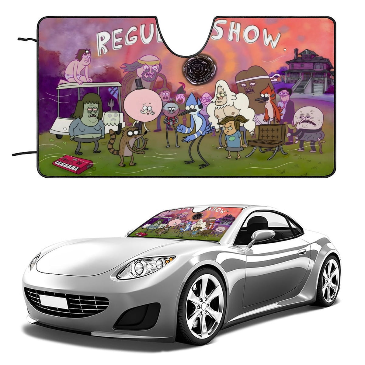 Regular Show-theme Windshield Sun Shade Front Protector Folding Car Sun ...