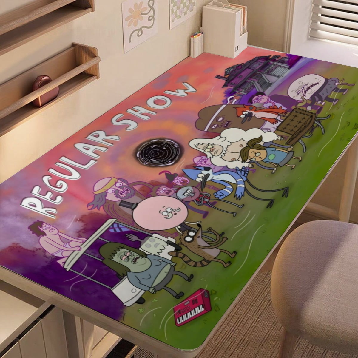 Regular Show-themed extra-large Non-Slip Base leather Desk Table mat ...