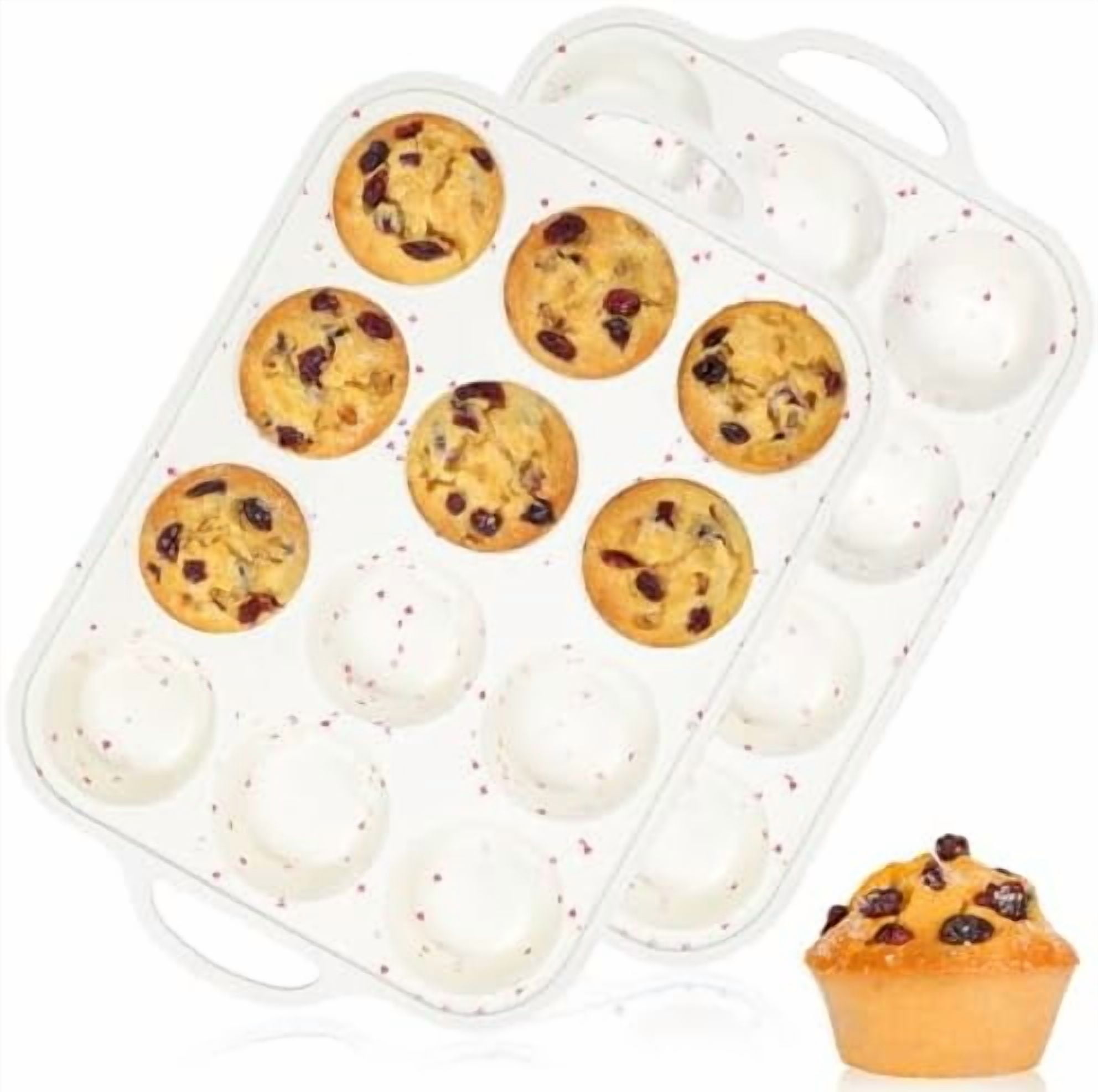 Regular Size Muffin Pan with Metal Reinforced Frame, Silicone Cupcake ...