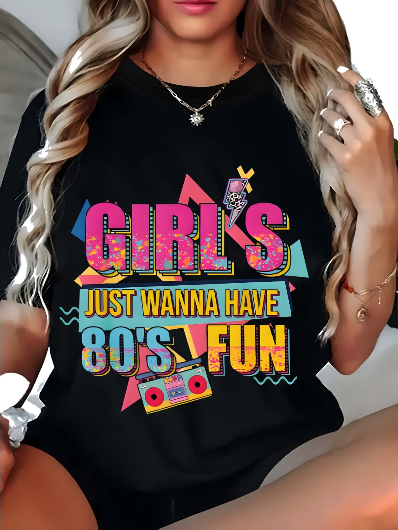 Regular Size Women's 80s Retro Graphic T-Shirt - Vintage Cassette ...