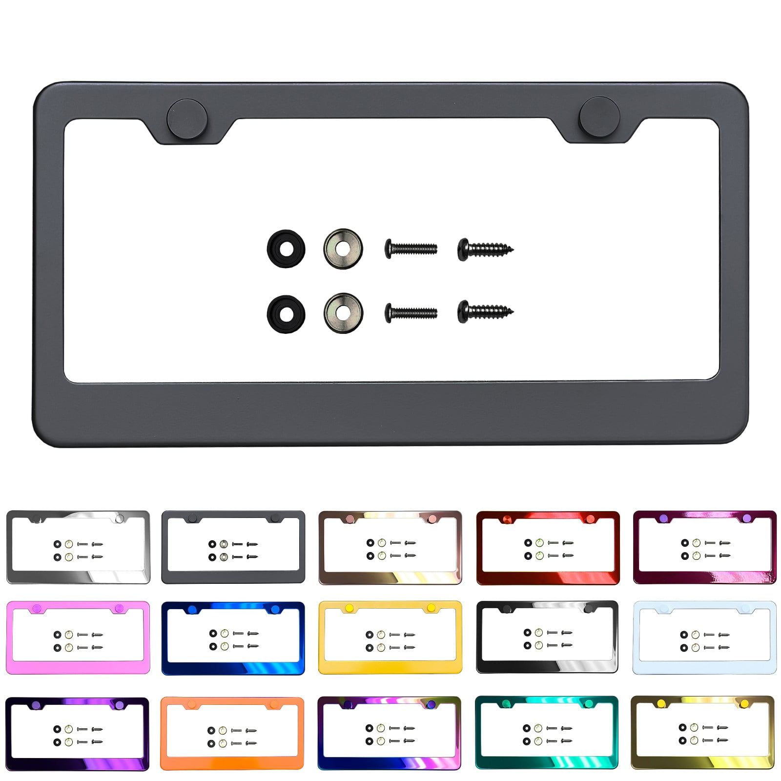 Regular Style Powder Coated Matte Black Stainless Steel License Plate ...