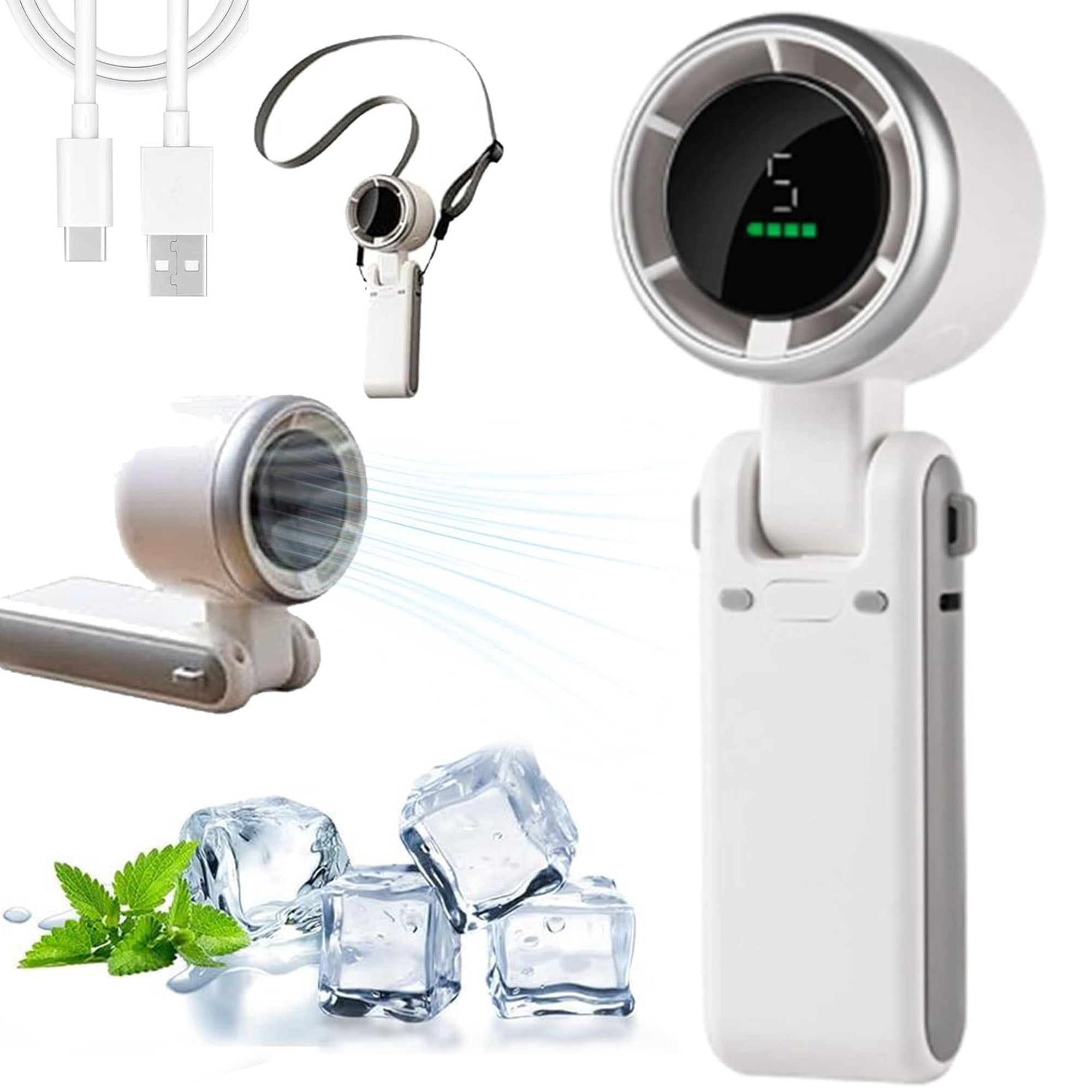Regularlyk Portable Handheld Turbo Fan, 5 Gear Wind, Rechargeable ...