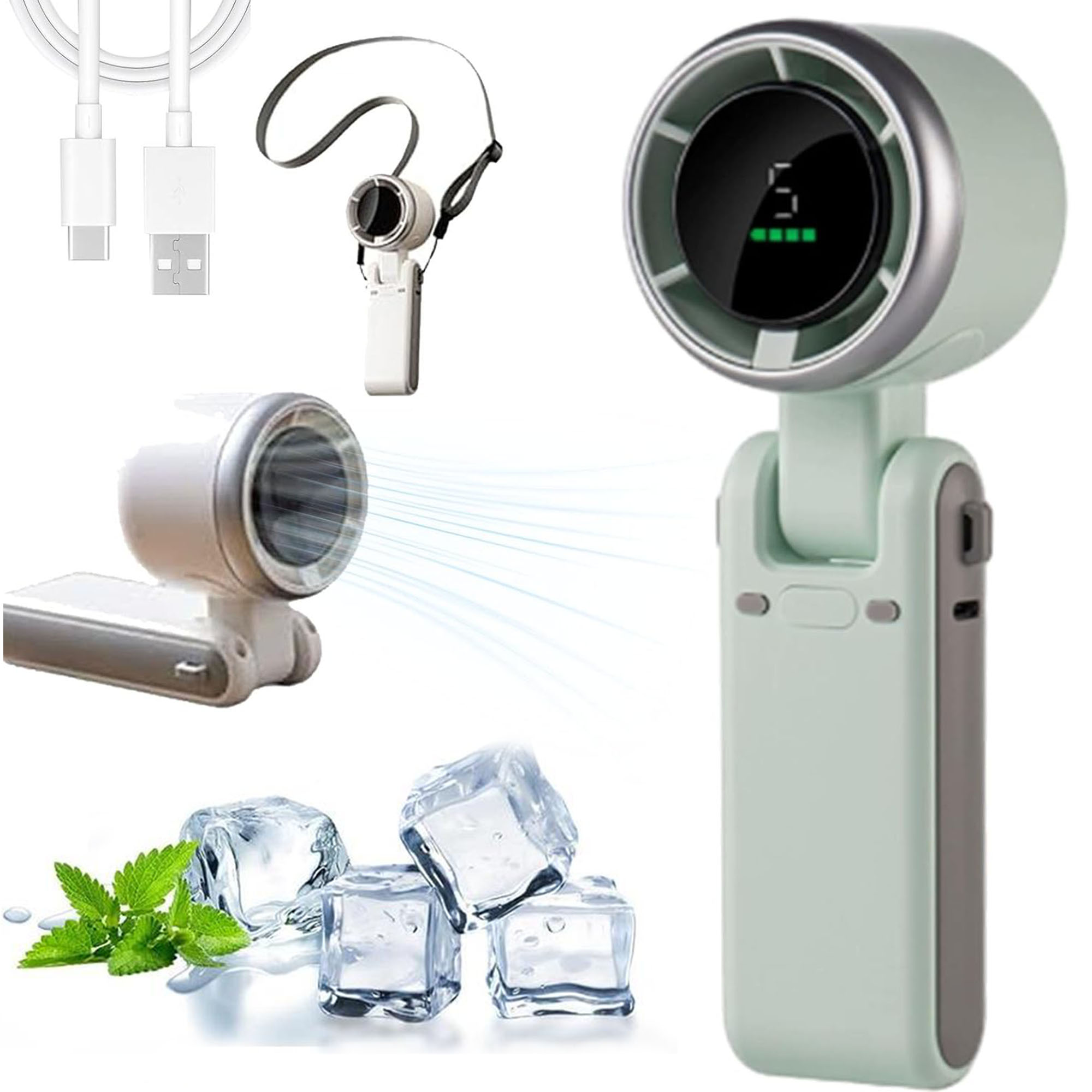 Regularlyk Portable Handheld Turbo Fan, 5 Gear Wind, Rechargeable ...