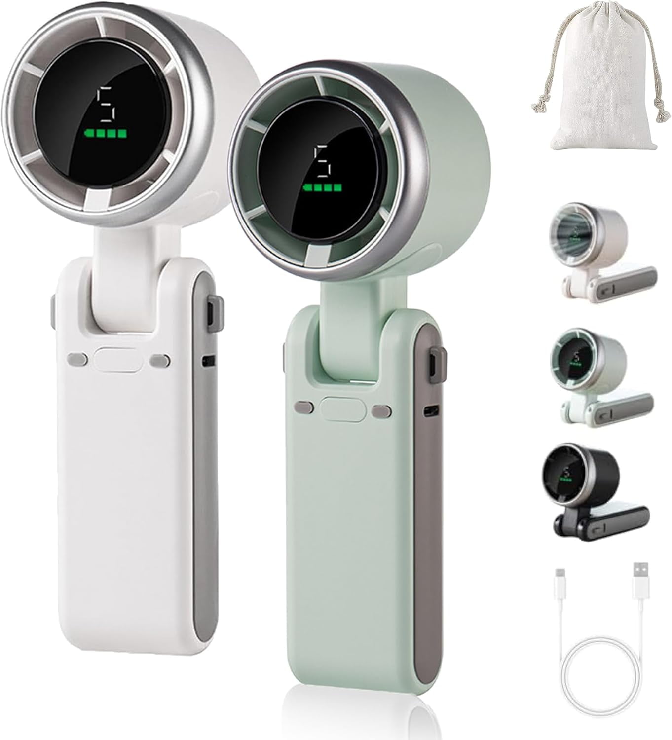 Regularlyk Portable Handheld Turbo Fan, 5-Speed Digital Display ...