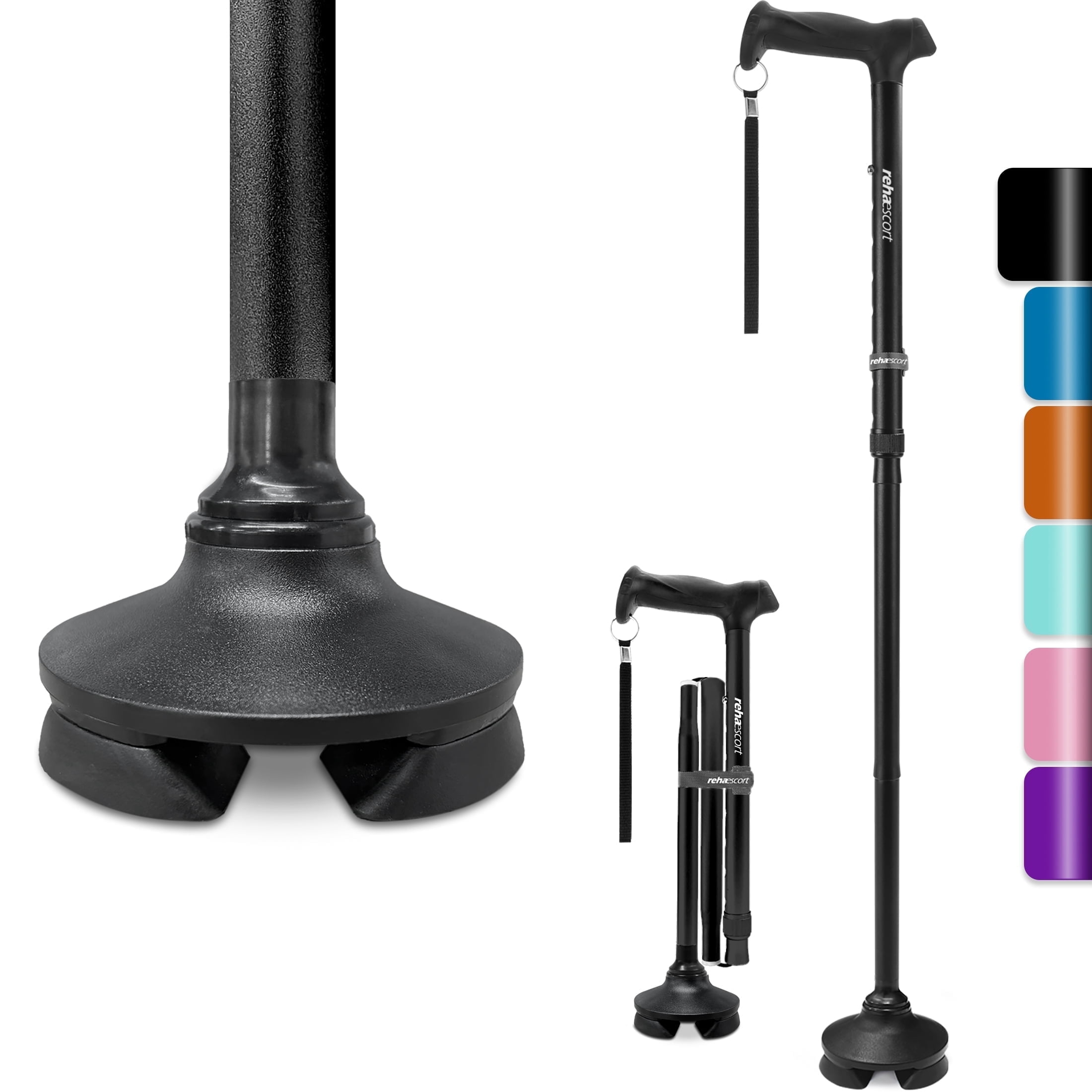 Rehaescort Adjustable Folding Walking Cane,Lightweight Heavy Duty ...