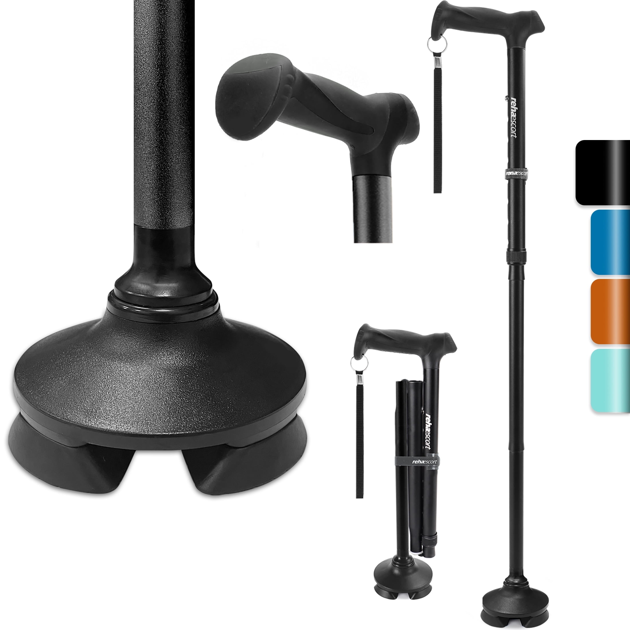 Rehaescort Adjustable Folding Walking Cane,Lightweight Heavy Duty ...