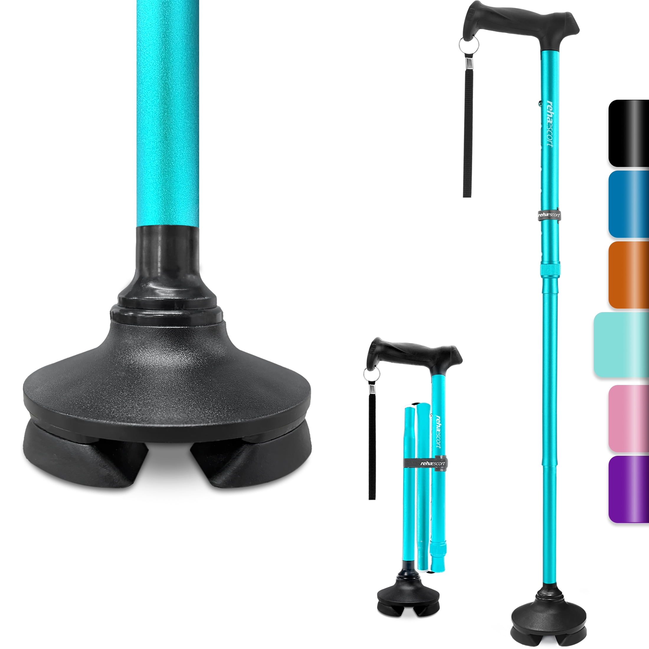Rehaescort Adjustable Folding Walking Cane,Lightweight Heavy Duty ...