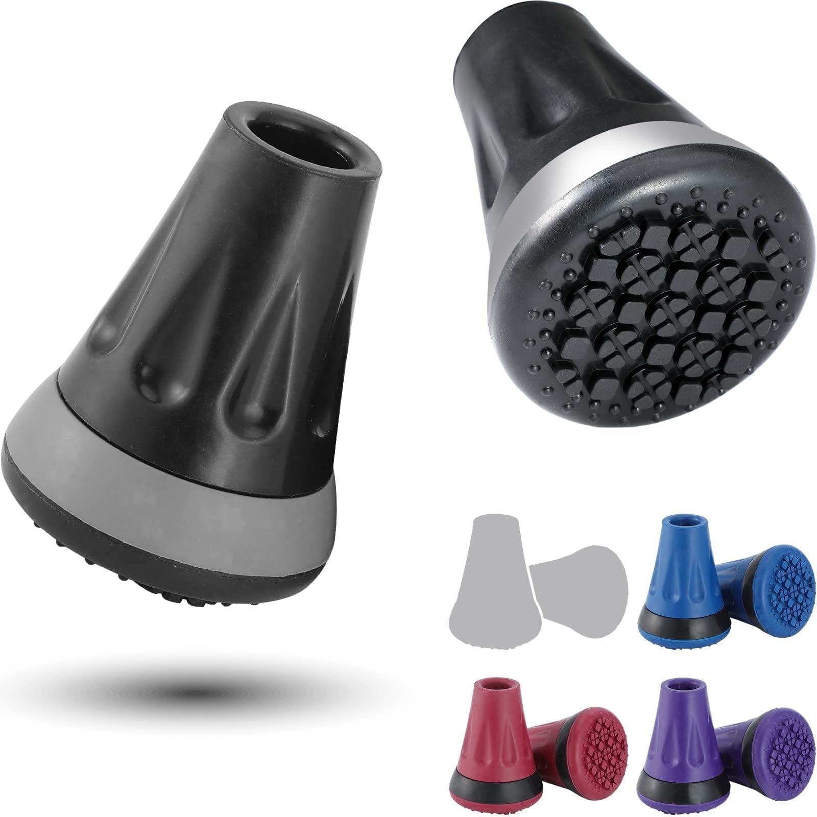 Rehand 2PCS Cane Tips and Crutch Tips Black,3/4 Inch All Terrain Tip for Cane & Crutch,Rubber ...