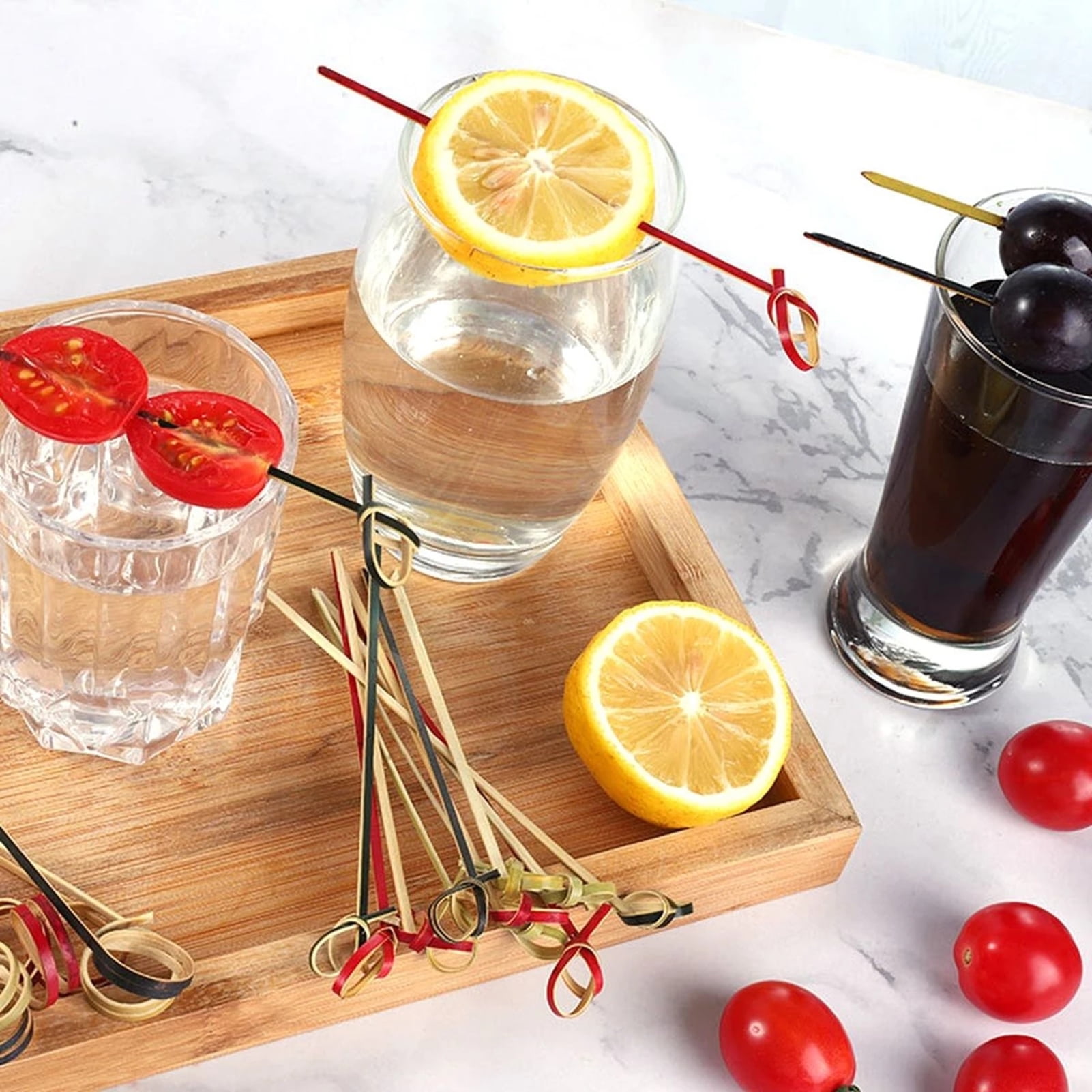 Reheyre 100Pcs Bamboo Sticks - Wooden Disposable Round Loop Tie ...