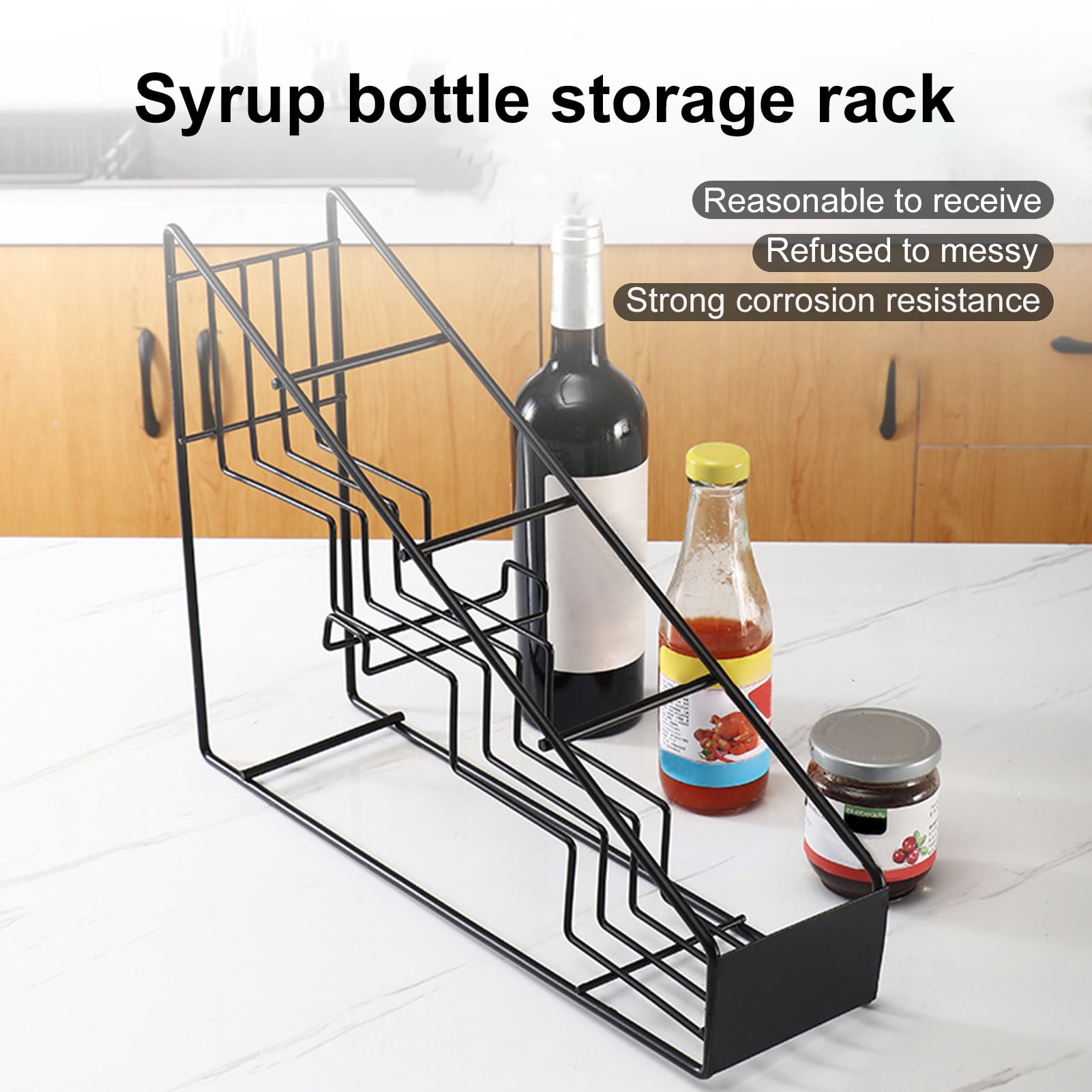 Reheyre 4-Bottle Coffee Syrup Rack Organizer Trapezoidal Step Design ...