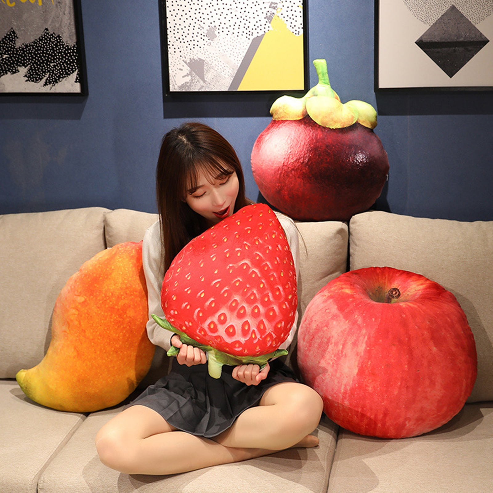 Reheyre Realistic Fruit-Shaped Plush Toys: Mango, Strawberry, Pineapple ...