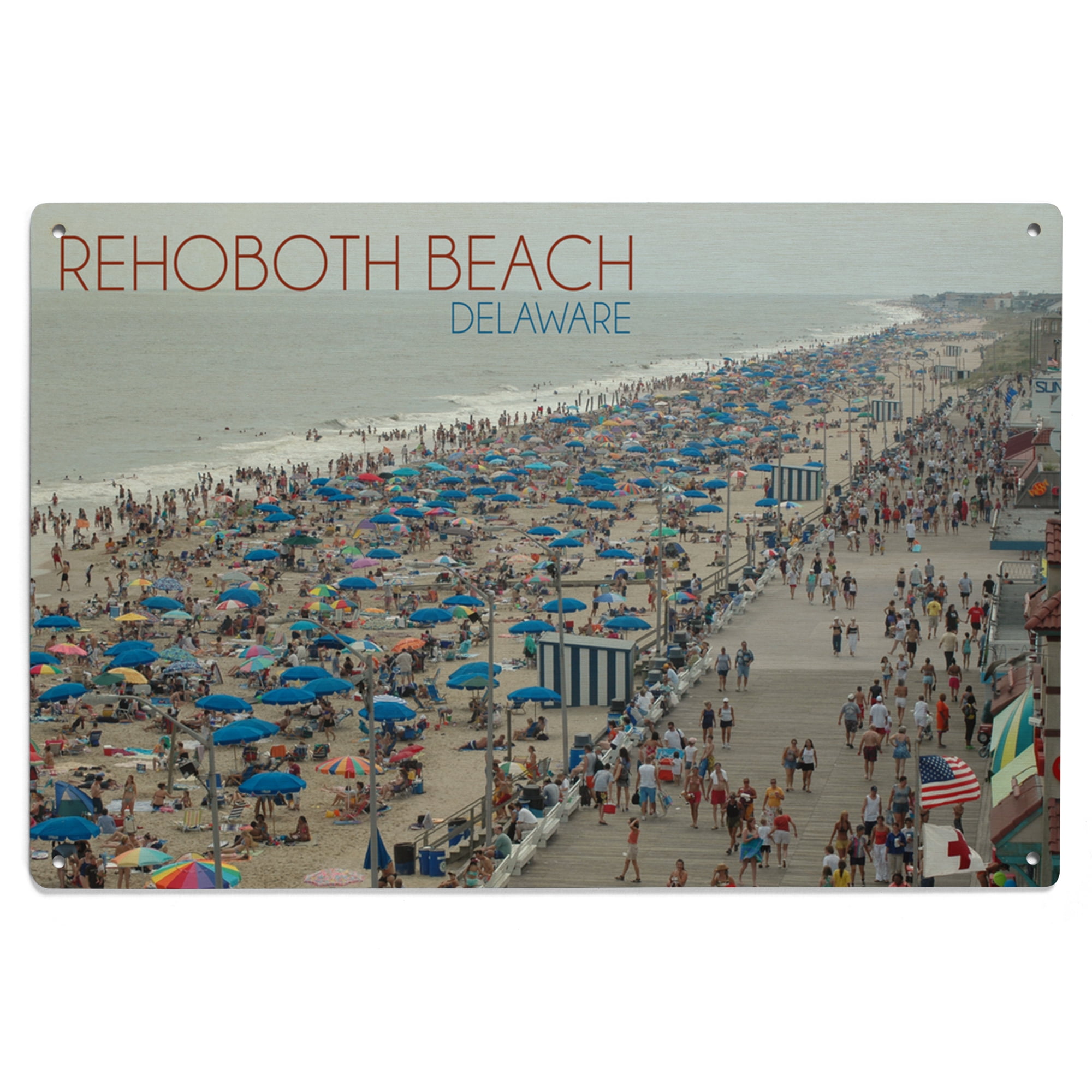 Rehoboth Beach, Delaware, Beach and Boardwalk Birch Wood Wall Sign (6x9 ...