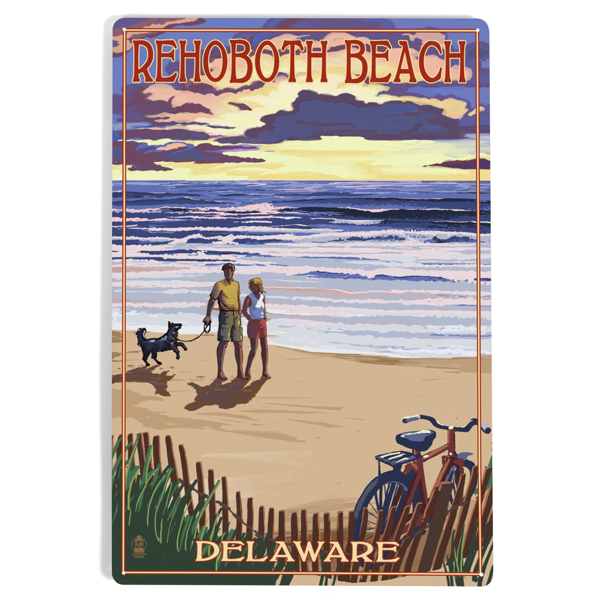 Rehoboth Beach, Delaware, Beach and Sunset (12x18 Aluminum Art, Indoor ...
