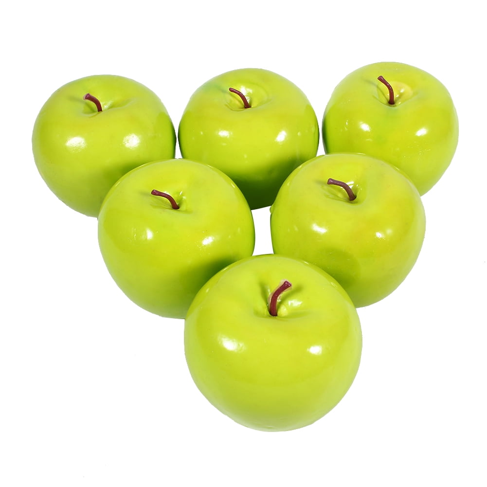 Reiche 6pcs Artificial Green Apples Fruit Simulation Lifelike Kitchen ...