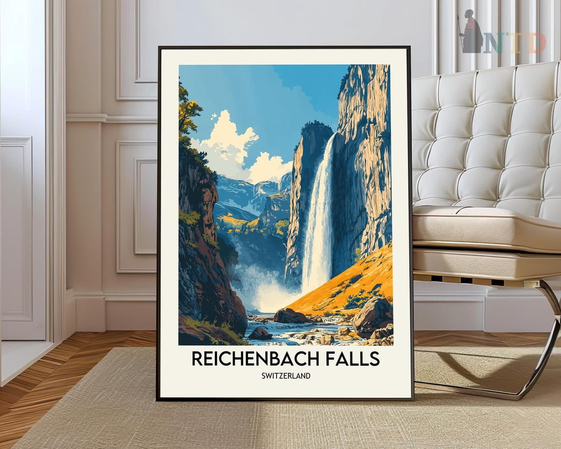 Reichenbach Falls Travel Print Reichenbach Falls Poster Swiss Art Print ...