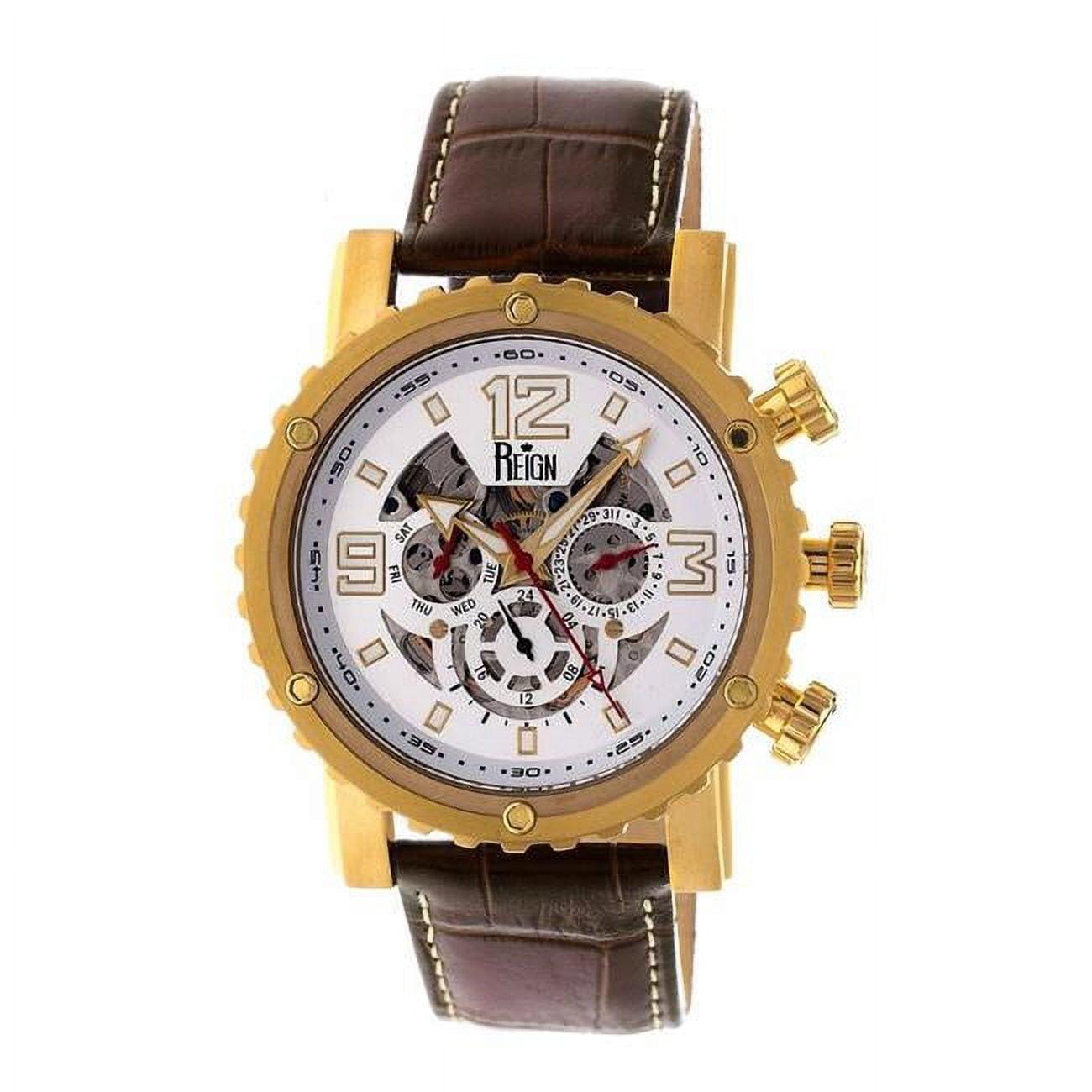 Reign Alpin Automatic Leather-Band Watch - Brown/Gold - Walmart.com
