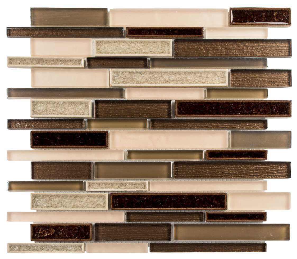 Reign Francis Brown Linear Matte & Polished Glass & Natural Stone ...
