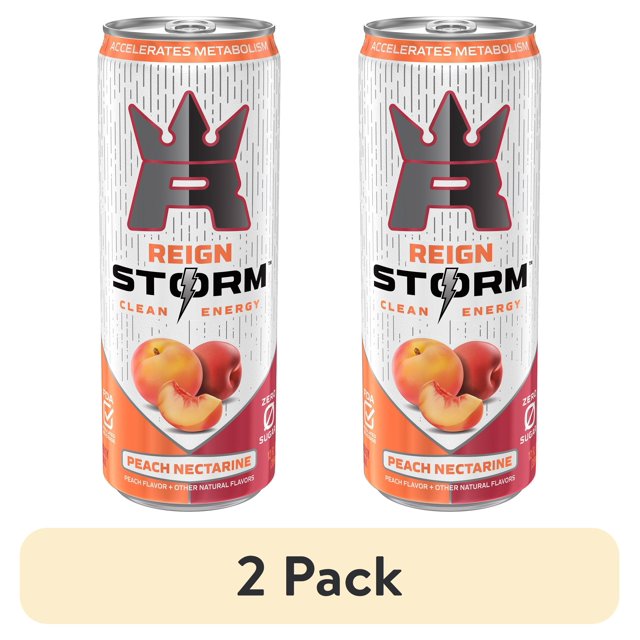 (2 pack) Reign Storm, Peach Nectarine, Clean Energy Drink, 12 fl oz ...