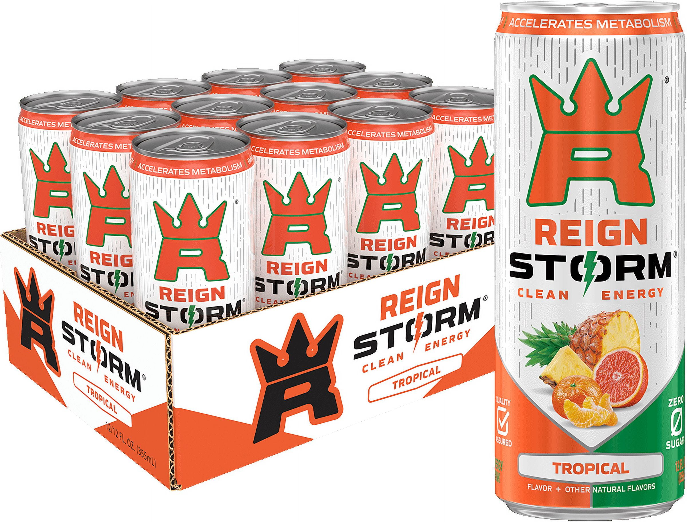 Reign Storm, Tropical, Clean Energy Drink, 12 fl oz (Pack 12) - Walmart.com