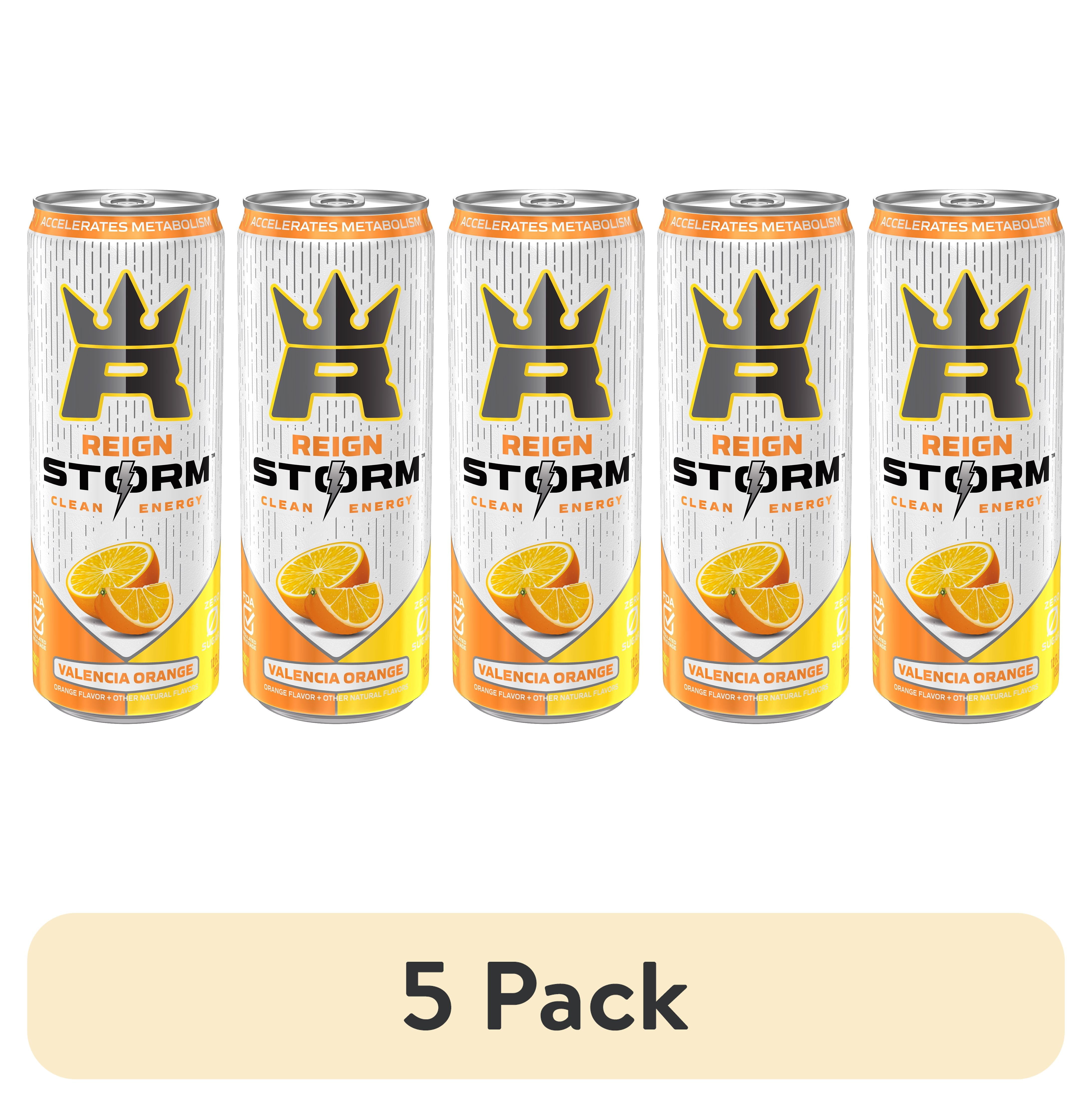 (5 pack) Reign Storm, Valencia Orange, Clean Energy Drink, 12 fl oz ...