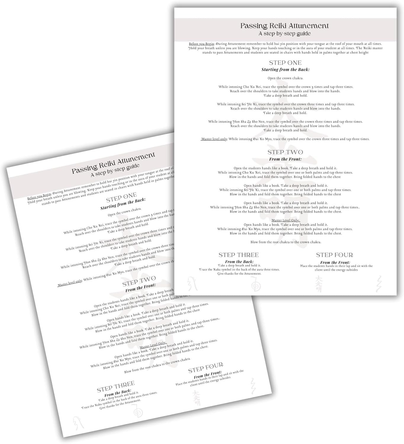 Reiki Attunement Guide Laminated 2 Pk 8.5 x 11 Step by Step Attunement ...