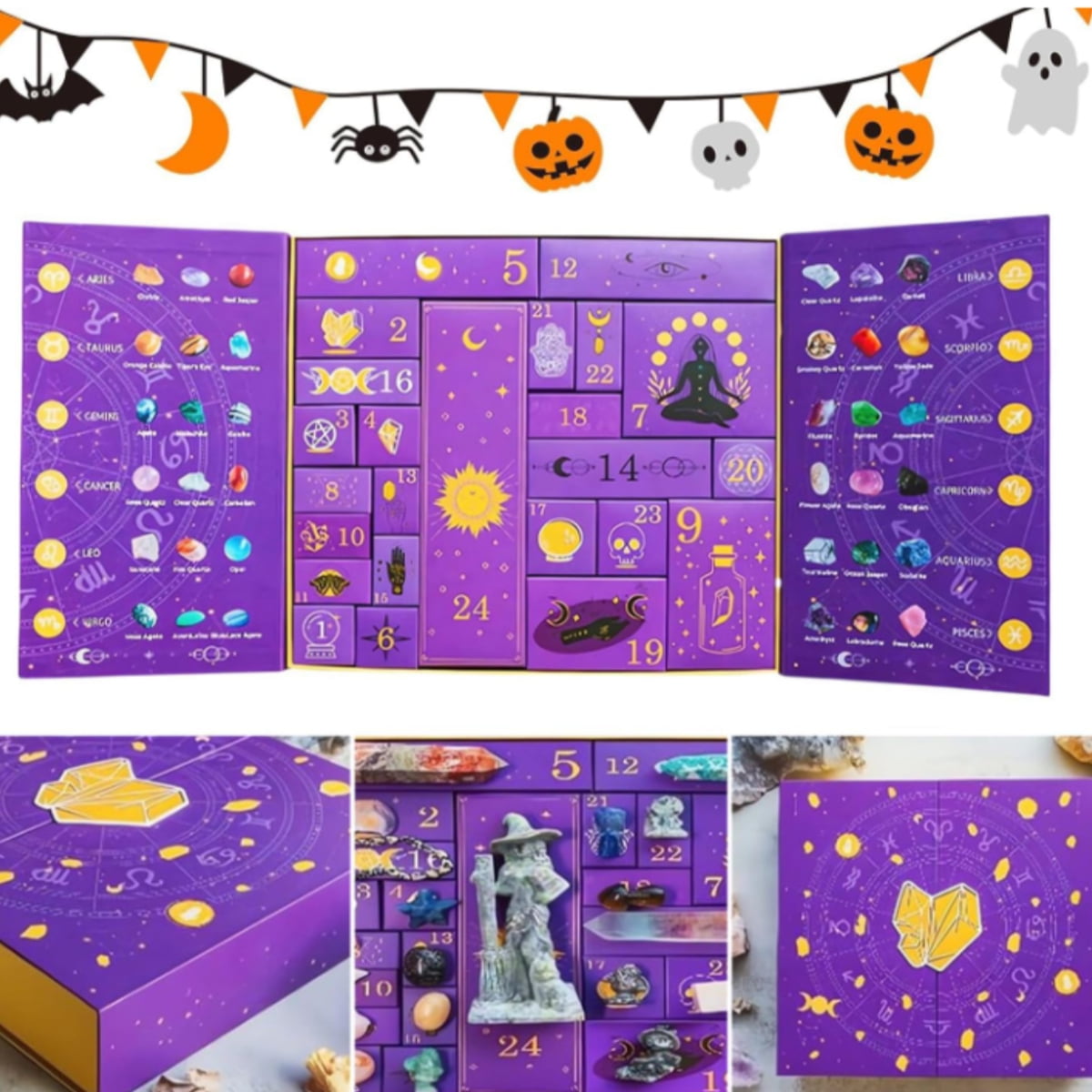 Reiki Crystal Halloween Countdown Gift Box - Halloween Advent Calendar ...