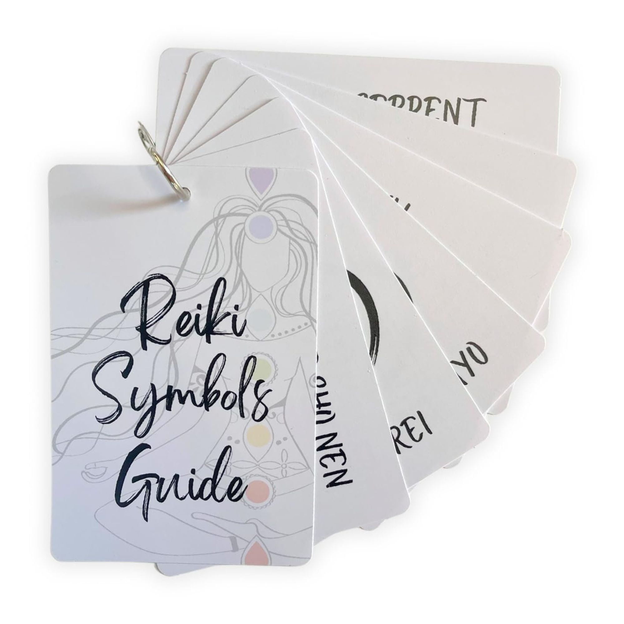 Reiki Symbol Quick Guide Flip Book Plastic Cards Laminated Colorful 3x4.5 Step by Step Drawing ...
