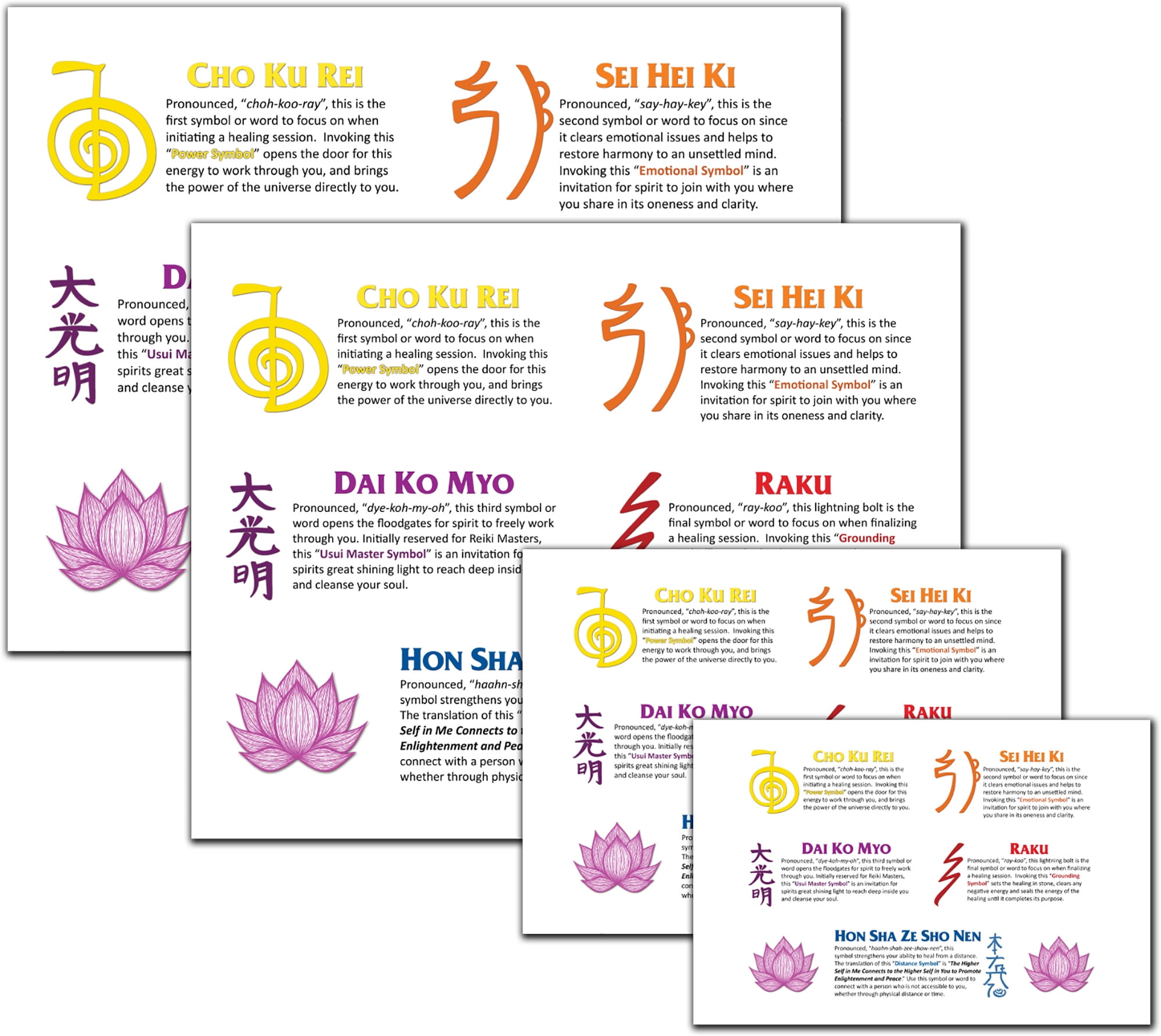 Reiki Symbols Learning Chart Wall Art - 8.5x11, 8x10, 5x7, 4x6 Unframed Poster of Five Reiki ...