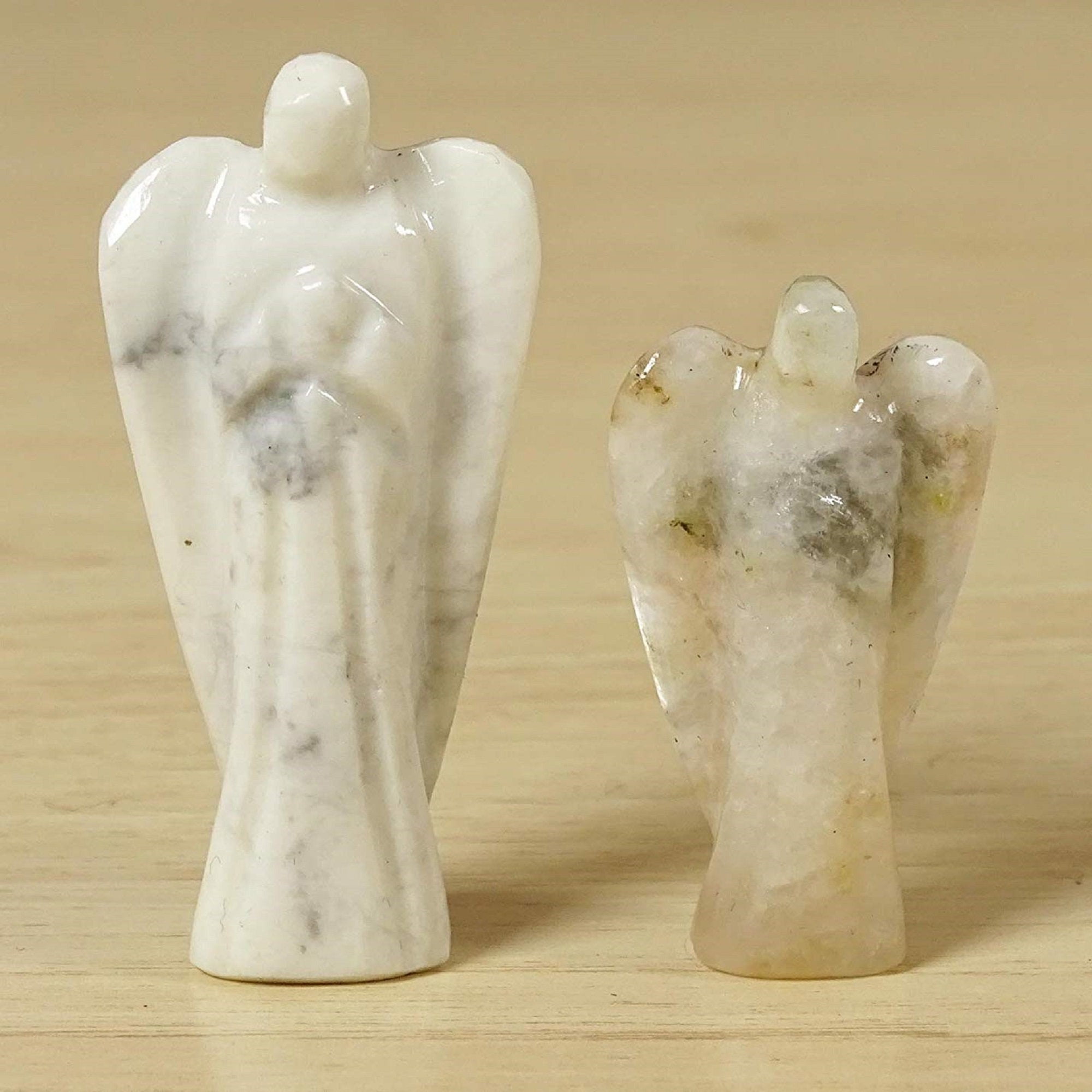 Reikiera Hand Carved Pocket Crystal Guardian Howlite Angel Healing ...