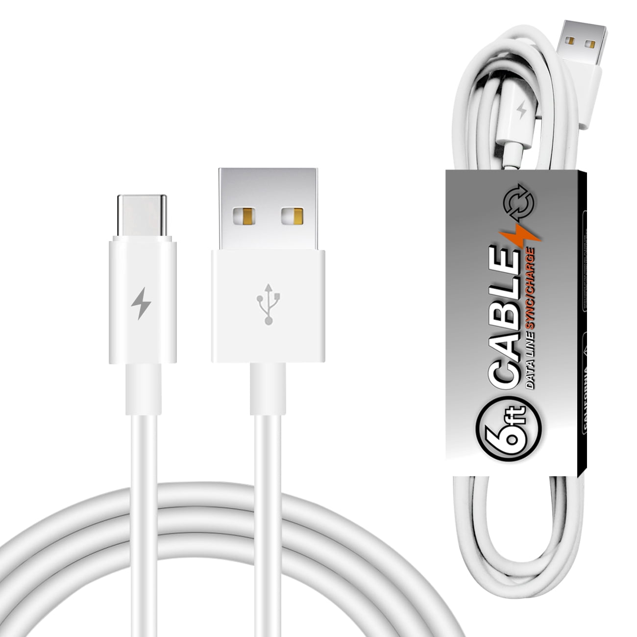 Reiko 6 FT PVC Material TYPE C USB Charging & Data Sync Cable In White ...