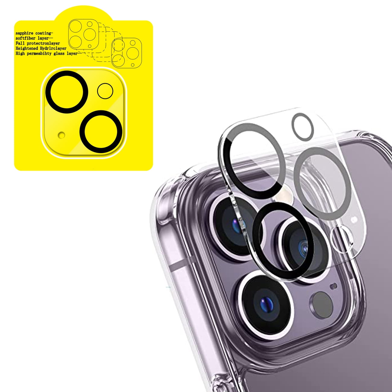Reiko Clear Camera Protector for iPhone 14 Pro/14 Pro Max & iPhone 15 ...