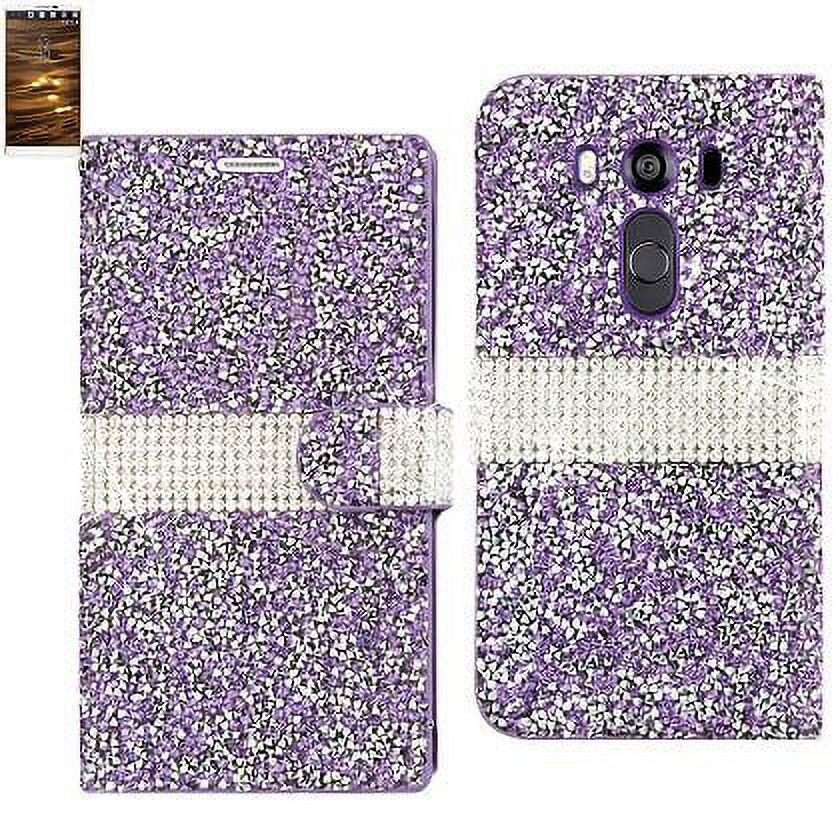 Reiko LG V10 Diamond Rhinestone Wallet Case in Purple - Walmart.com