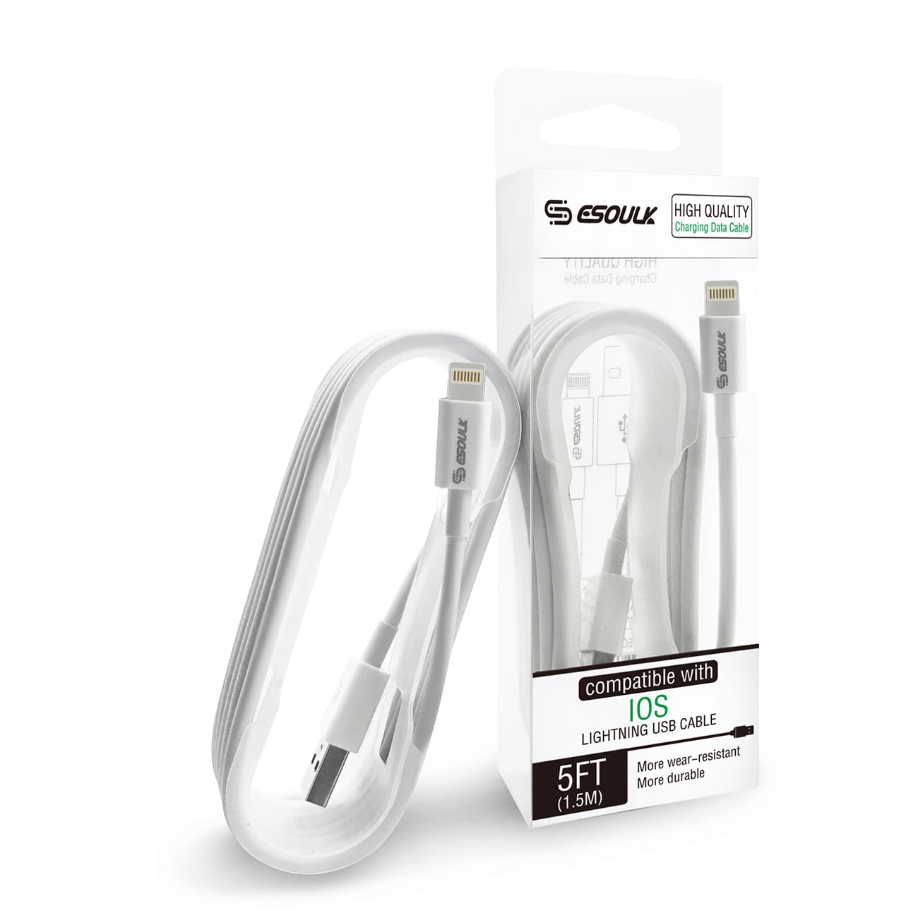 Reiko Wireless 5ft Data Cable for 8 Pin in White - Walmart.com