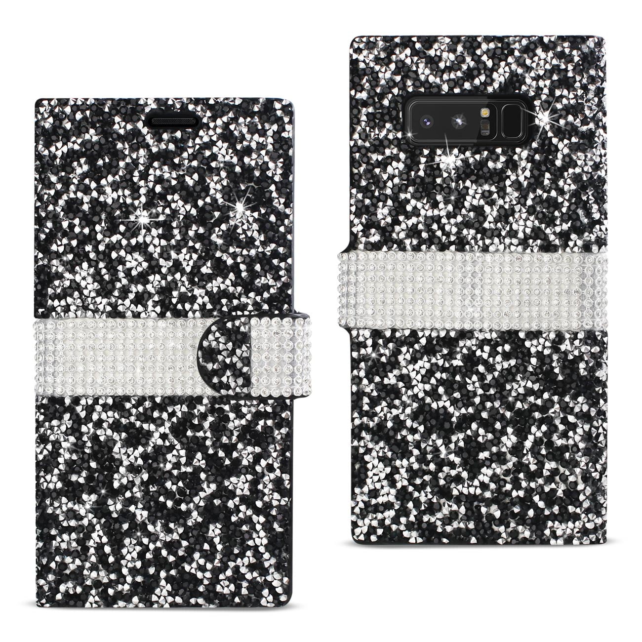 Reiko brand for Galaxy Note 8 Diamond Rhinestone Wallet Case In Black ...