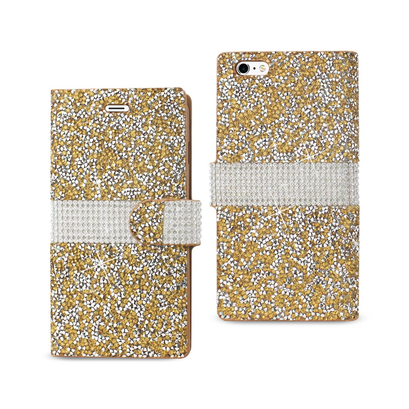 Reiko brand for iphone 6 Plus Diamond Rhinestone Wallet Case In Gold ...
