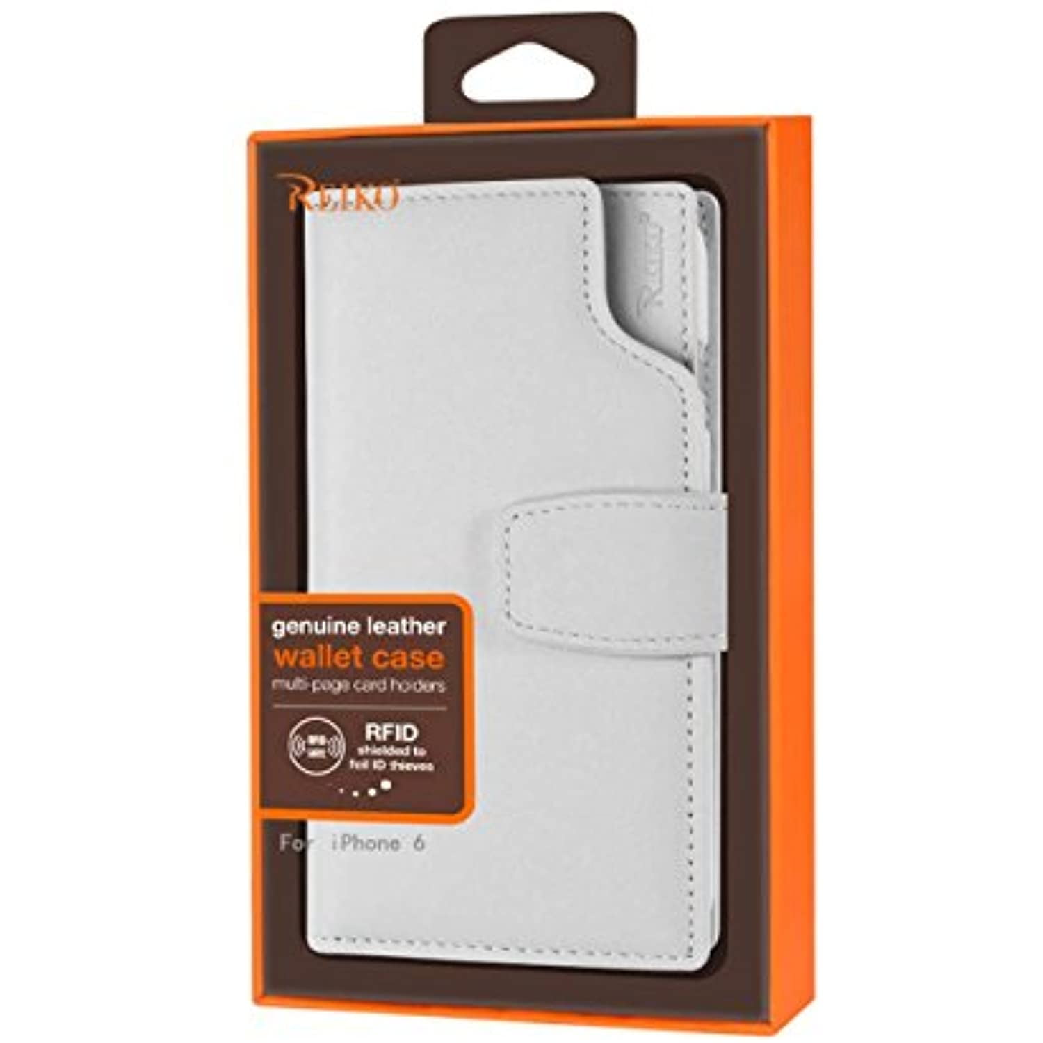 Reiko iPhone 6 Genuine Leather Wallet Case with Open Thumb Cut in Ivory ...