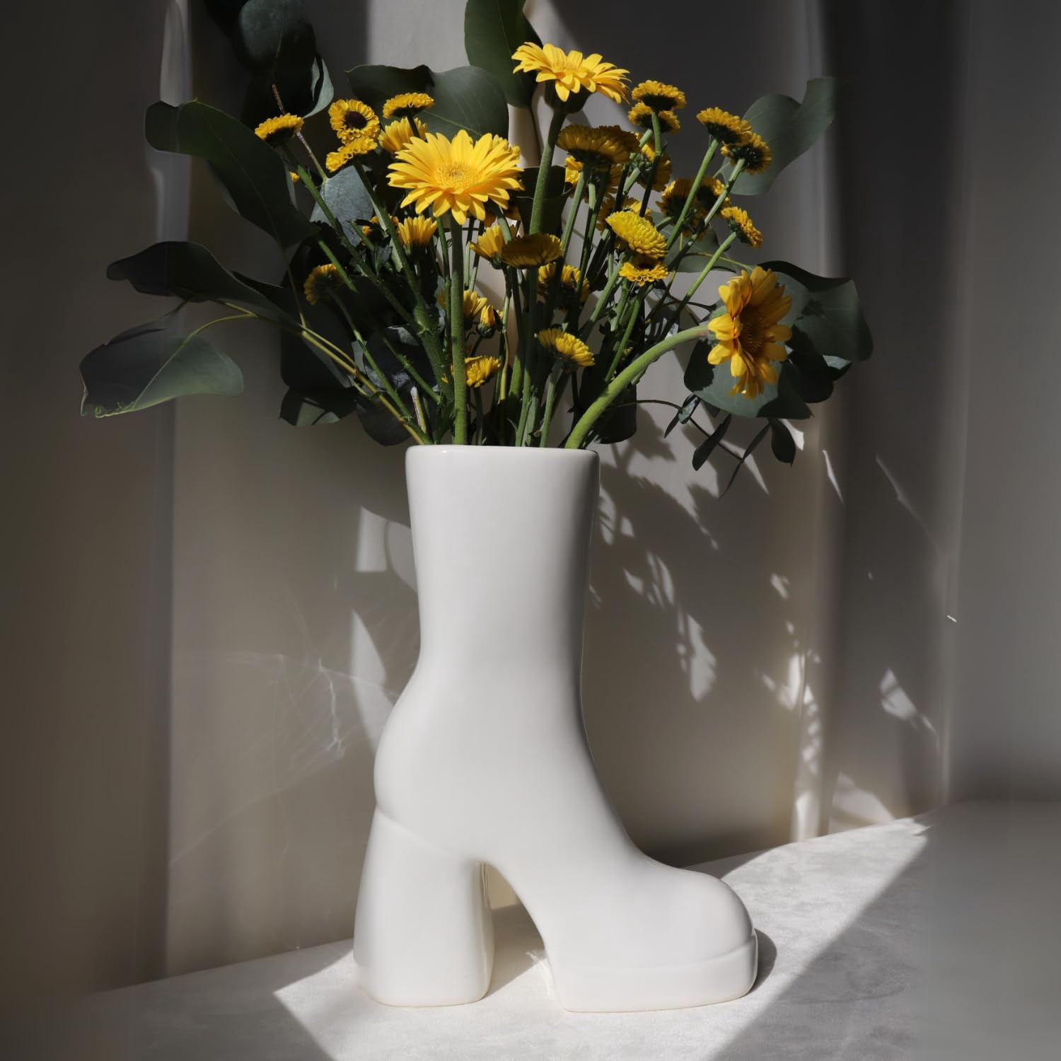 Reimagine Discovery White Boot Vase - Maximalist Ceramic Flower Vase ...