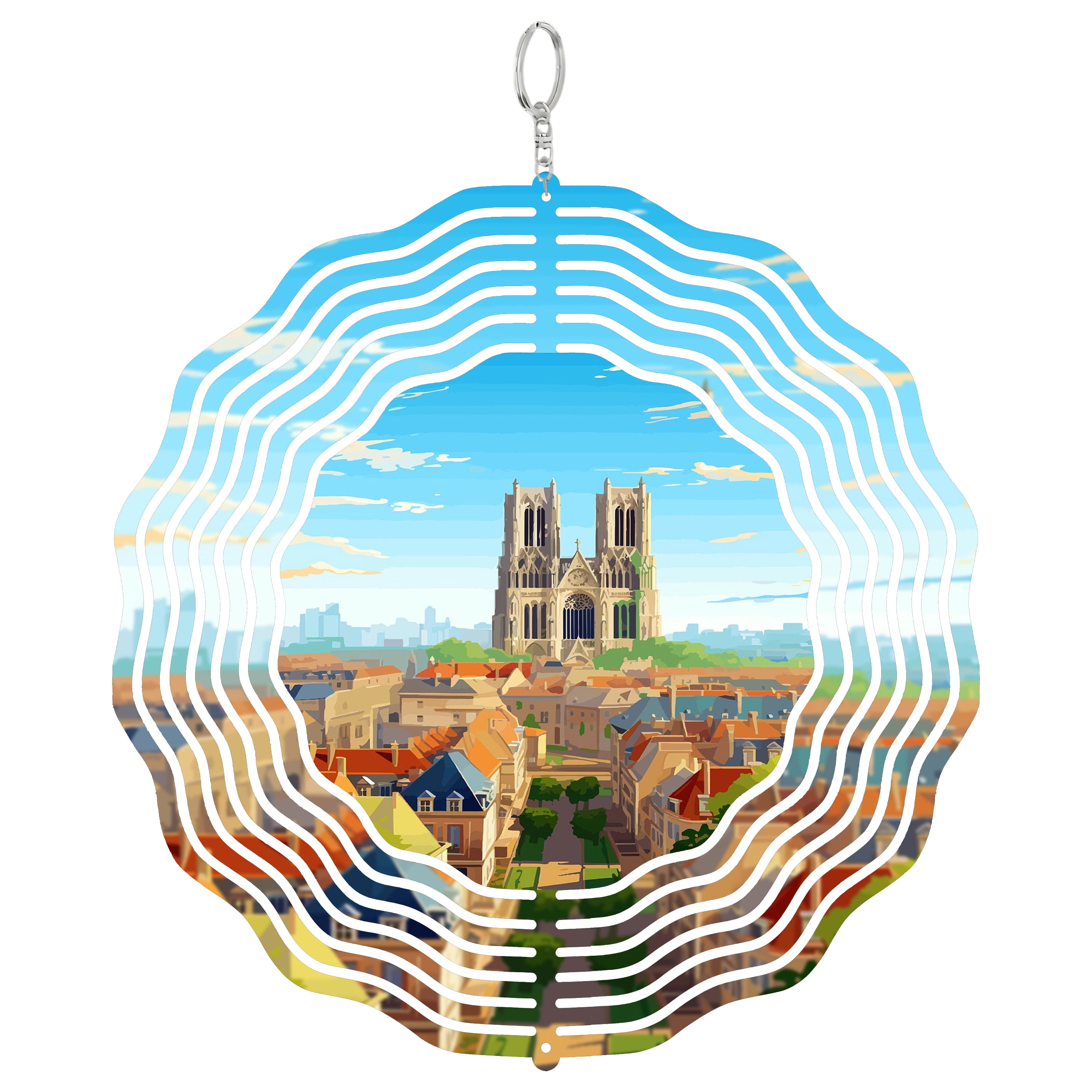 Reims France Cathedral 3D Wind Spinner Kinetic Hanging Ornament Outdoor ...
