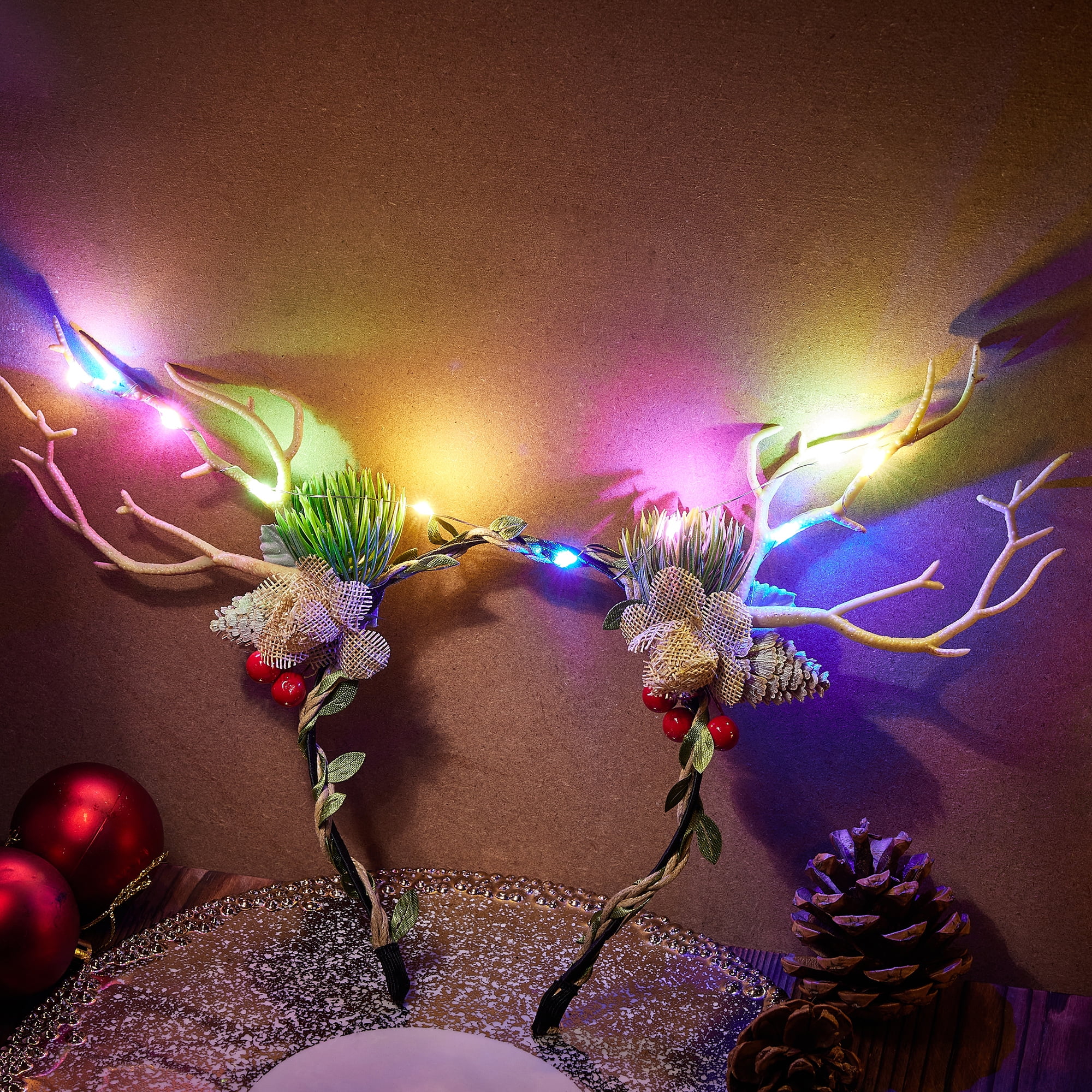 Reindeer Antlers Light up Christmas Headbands LED Glowing Flower ...