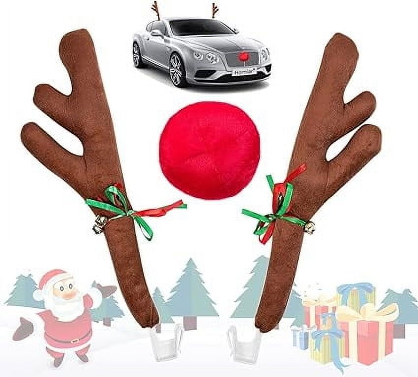 Reindeer Car Kit Antlers, Nose, Christmas Car Decorations, Auto ...