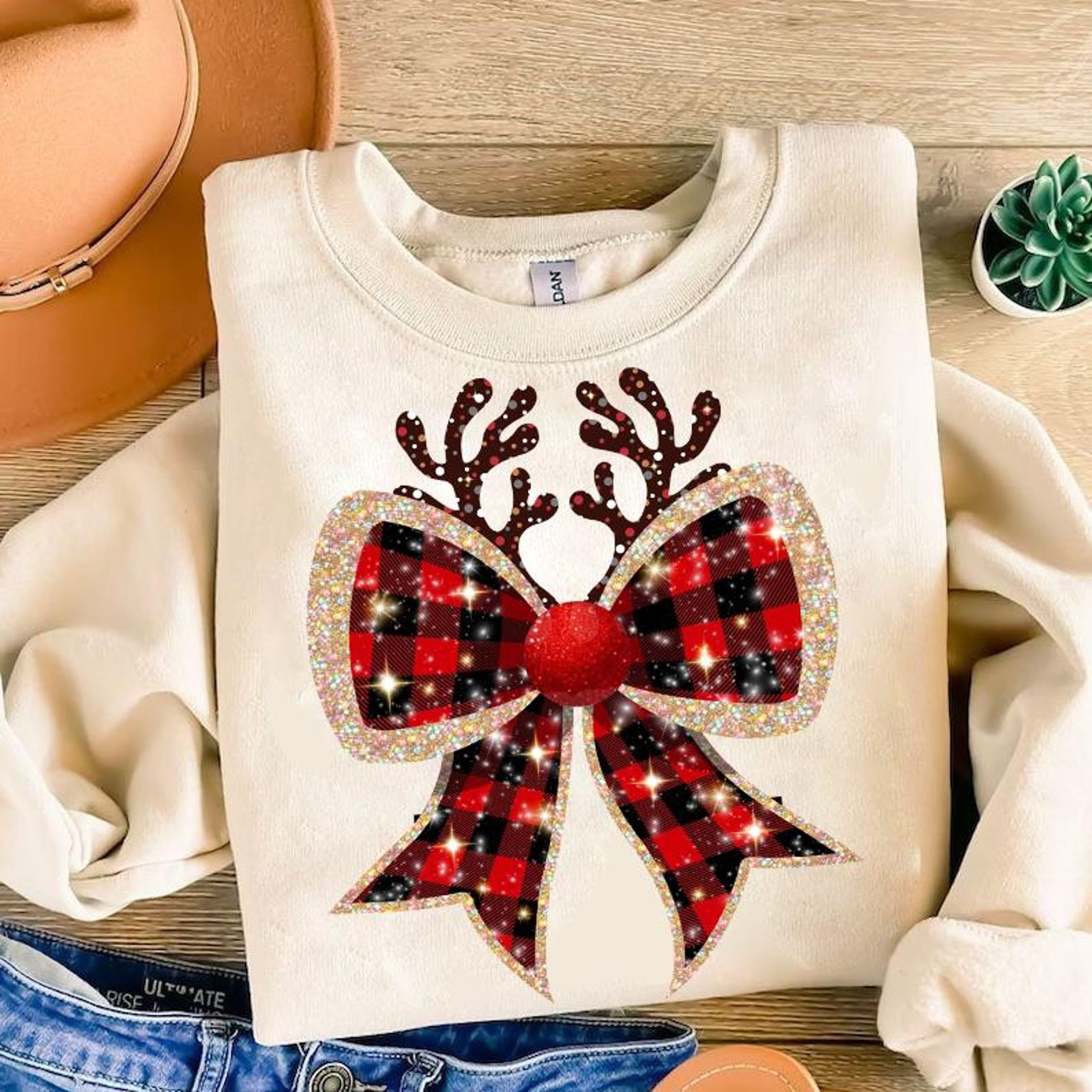 Reindeer Christmas Coquette Bow Png, Coquette Christmas Png, Reindeer ...