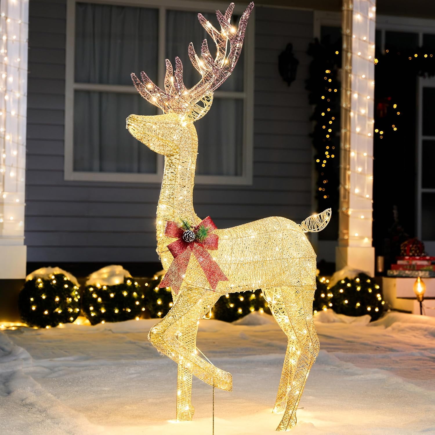 Reindeer Christmas Decoration, 100 LED Lighted Christmas Outdoor ...