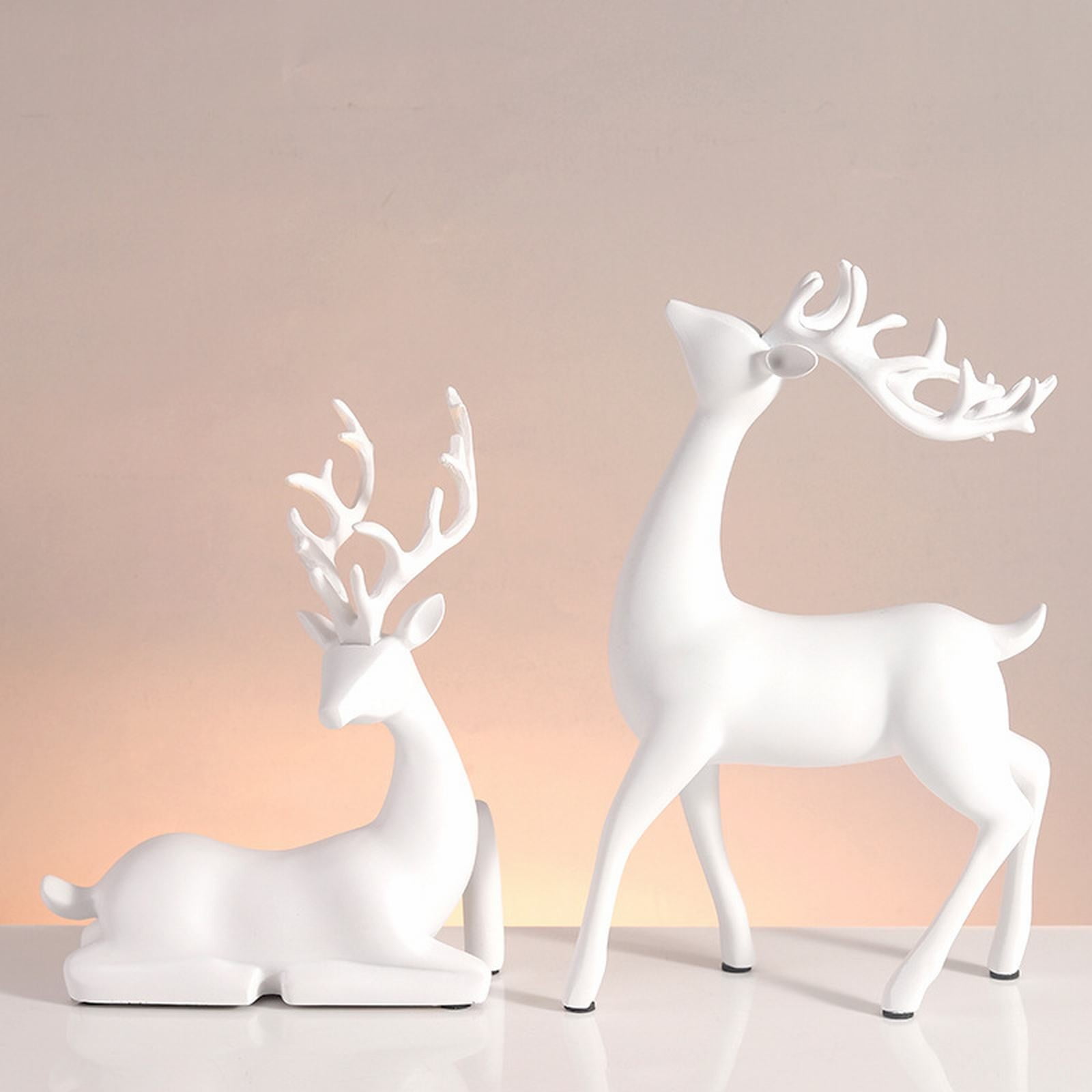 Reindeer Christmas Decorations Deer Ornaments 2Pcs Resin Sitting and ...