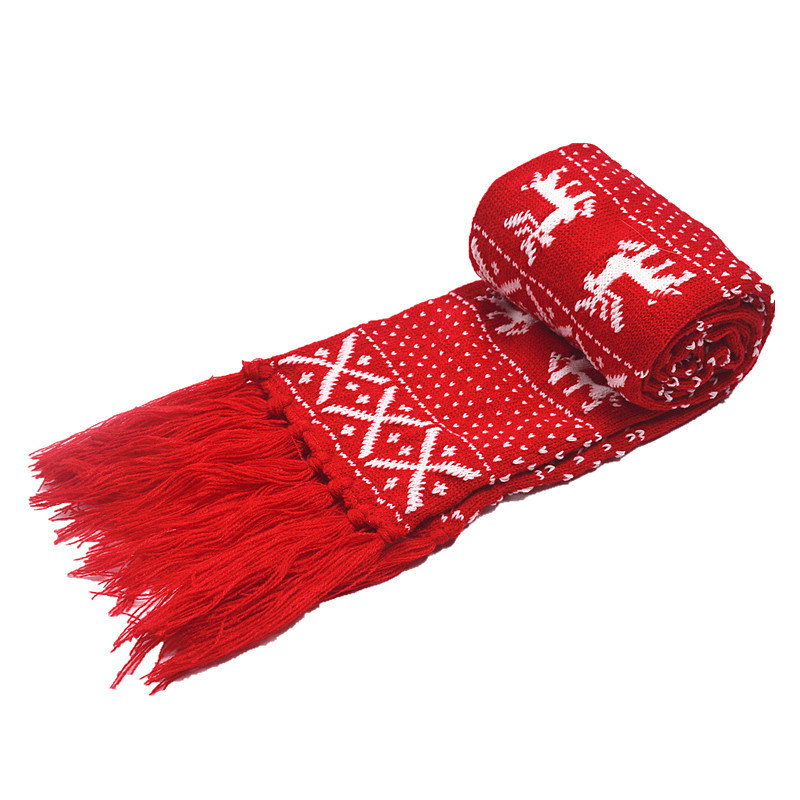 Reindeer Christmas Scarf for Couple Lovers Black Red X-MAS Knitted ...