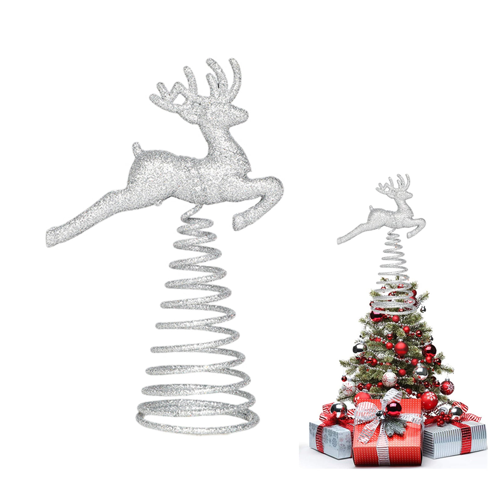 Reindeer Christmas Tree Topper – Metal Holiday Elk Treetop Ornament ...