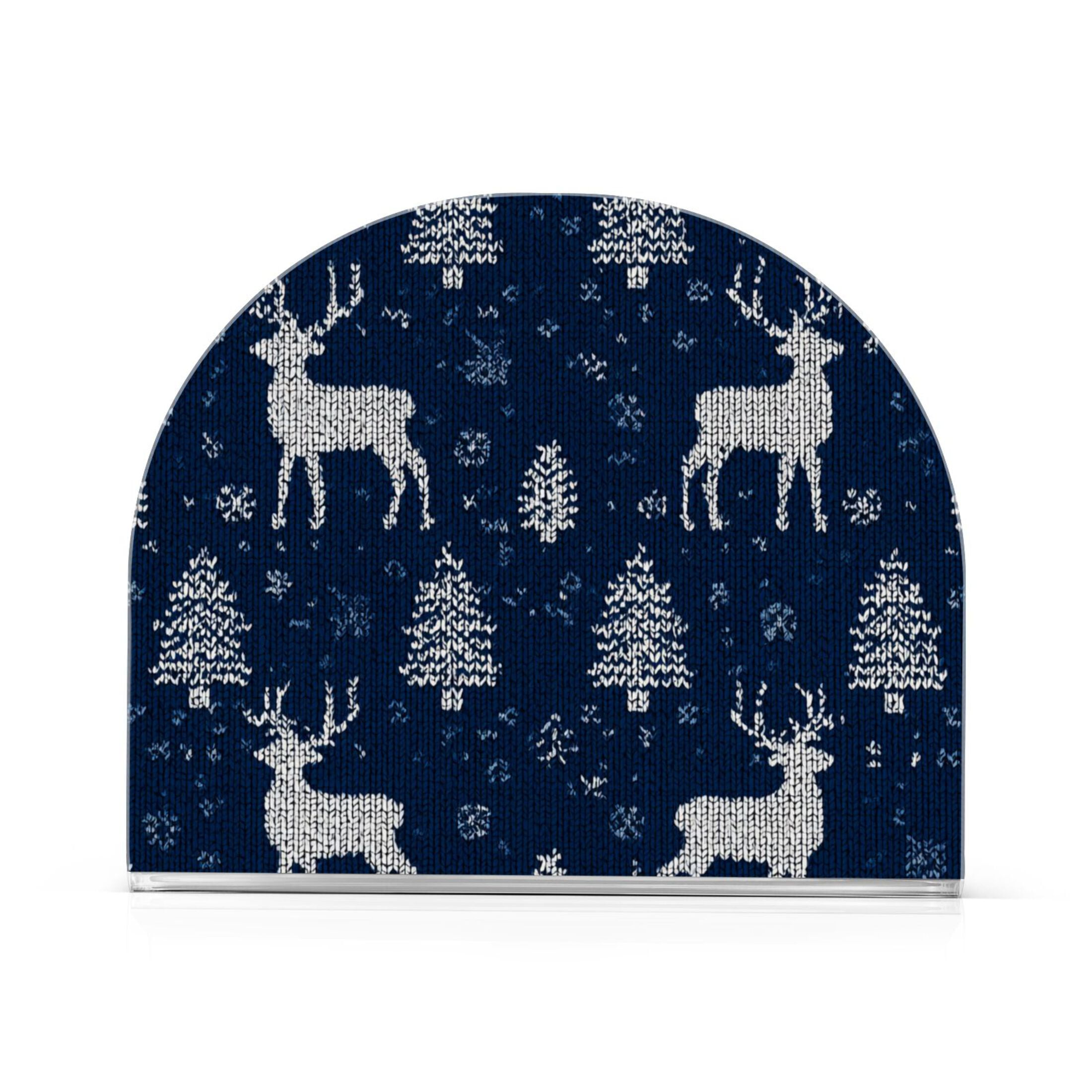 Reindeer Christmas Trees Elegant Knit Pattern Acrylic Napkin Holders U ...