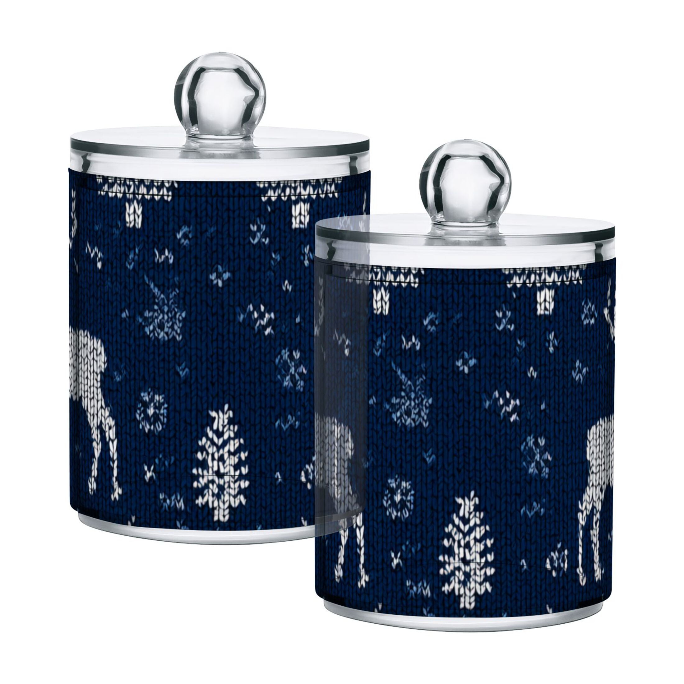 Reindeer Christmas Trees Elegant Knit Pattern Translucent Plastic Cans ...