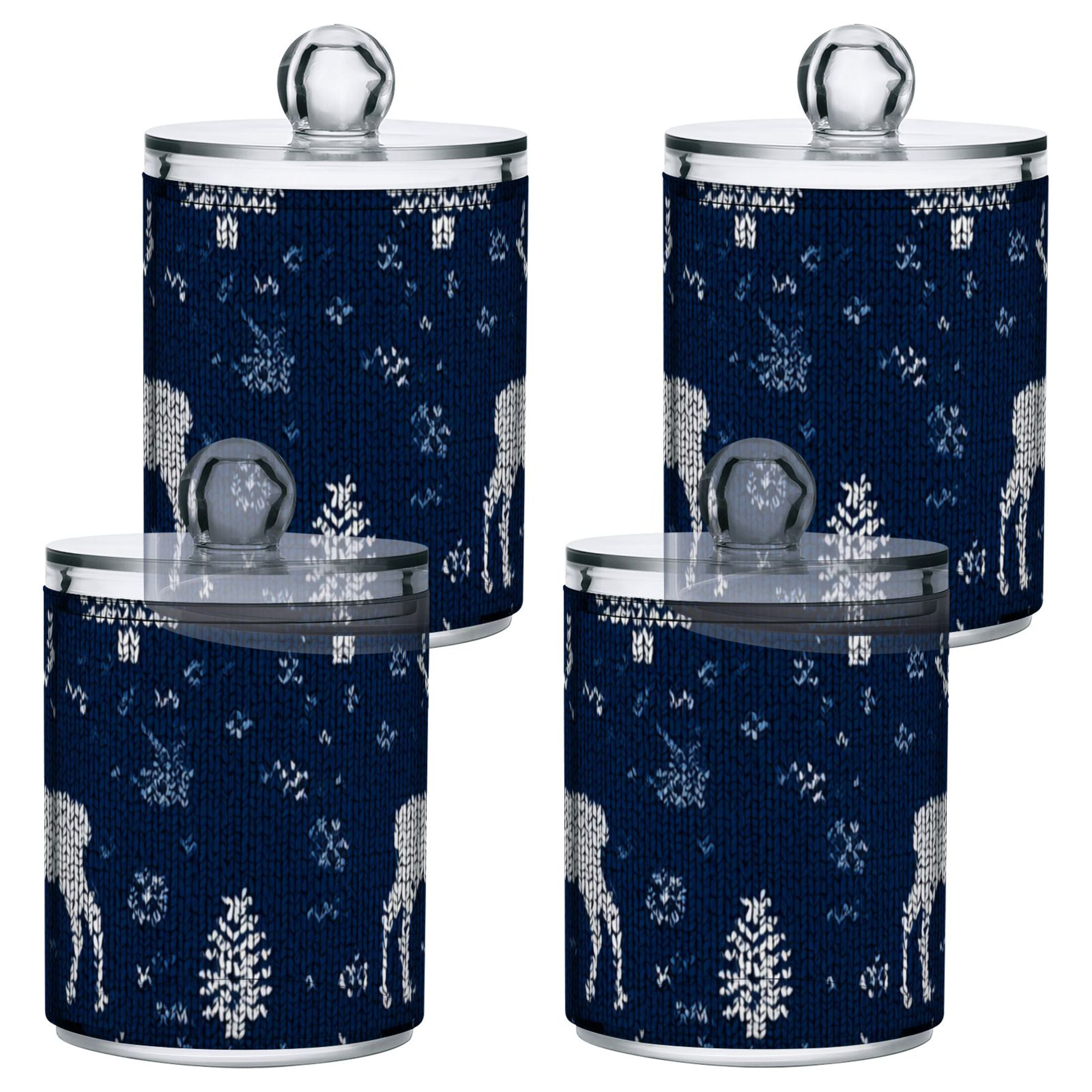 Reindeer Christmas Trees Elegant Knit Pattern Translucent Plastic Cans ...